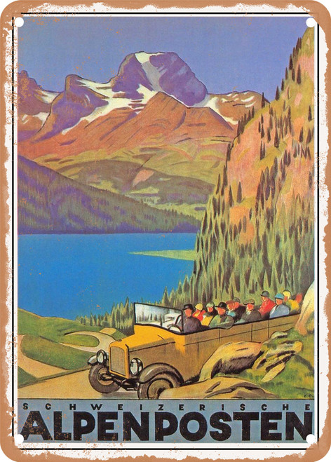 1928 Swiss Alpine Posters by Emil Cardinaux Vintage Ad Metal Sign
