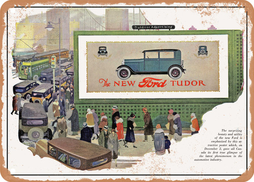 1928 Ford Model A Tudor Sedan Vintage Ad - 14x10 Metal Sign - Retro ...