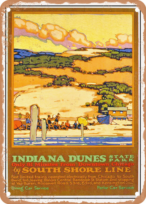 1927 Indiana Dunes State Park by South Shore Line Vintage Ad Metal Sign