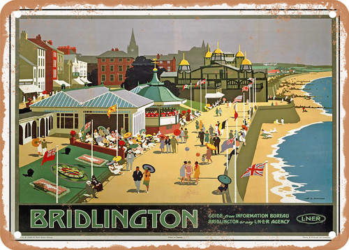 1927 Bridlington LNER 2 Vintage Ad - 14x10 Metal Sign - Retro Rusty Look
