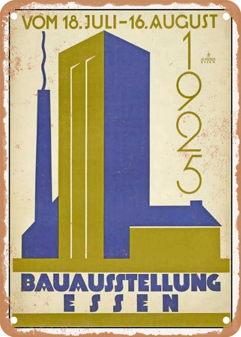 1925 Building Exhibition Essen Vintage Ad 2 Metal Sign