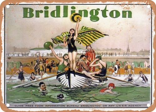 1925 Bridlington LNER Vintage Ad - 14x10 Metal Sign - Retro Rusty Look