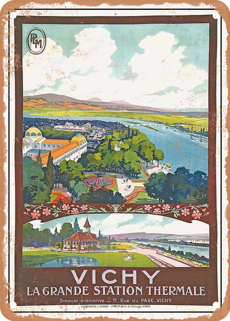 1920 PLM, Vichy, the great spa resort Vintage Ad Metal Sign