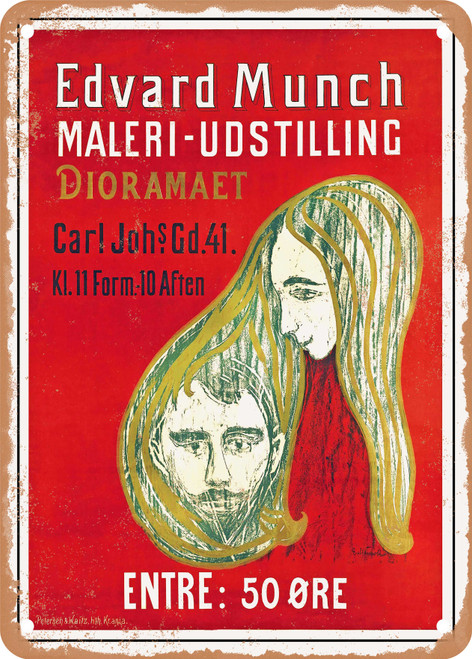 1910 Edward Munch painting exhibition at Dioramaet Vintage Ad Metal Sign