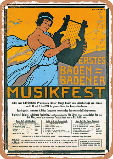 1906 First Baden-Baden Music Festival Vintage Ad Metal Sign