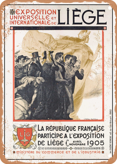 1905 Universal and International Exhibition of Liege Vintage Ad Metal Sign
