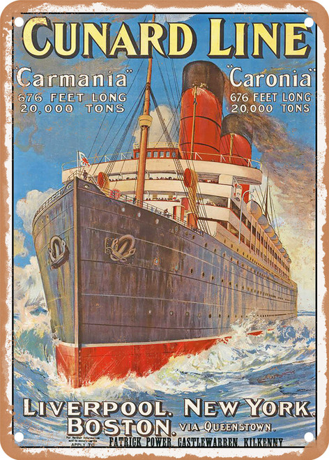 1905 Cunard Line Carmania Caronia Liverpool New York Boston via ...