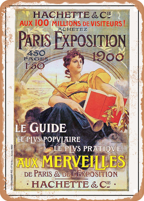 1900 Paris Exhibition 1900 Guide Vintage Ad Metal Sign