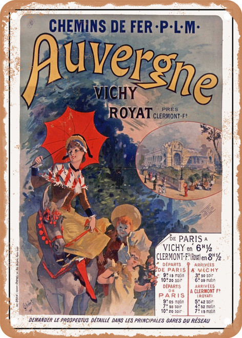 1892 PLM railways Auvergne, Vichy, Royat Vintage Ad 2 Metal Sign