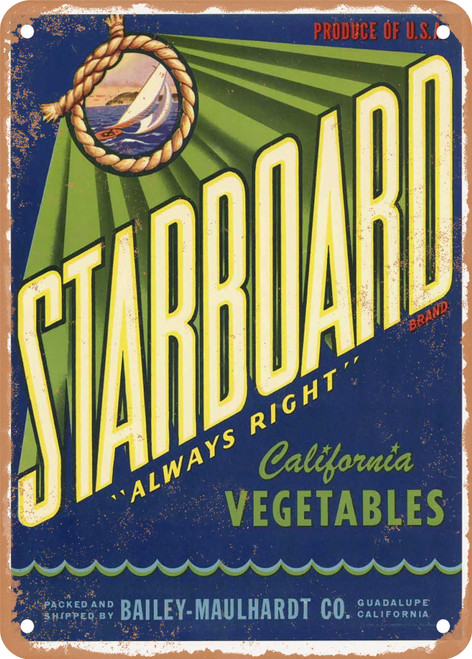 Starboard Guadalupe Vegetables - Rusty Look Metal Sign