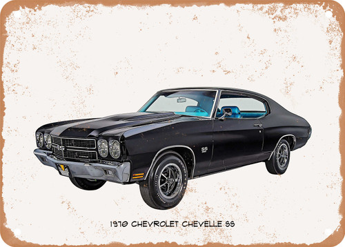 1970 Chevrolet Chevelle SS Oil Painting - Rusty Look Metal Sign