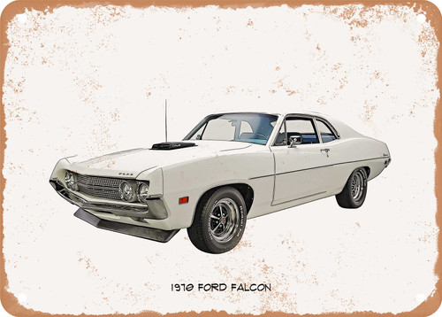 1970 Ford Falcon Oil Painting - Rusty Look Metal Sign