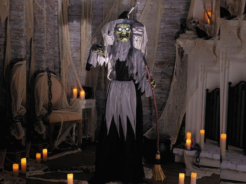 6 Ft Animated Witch Prop - Turning Body Halloween Decor