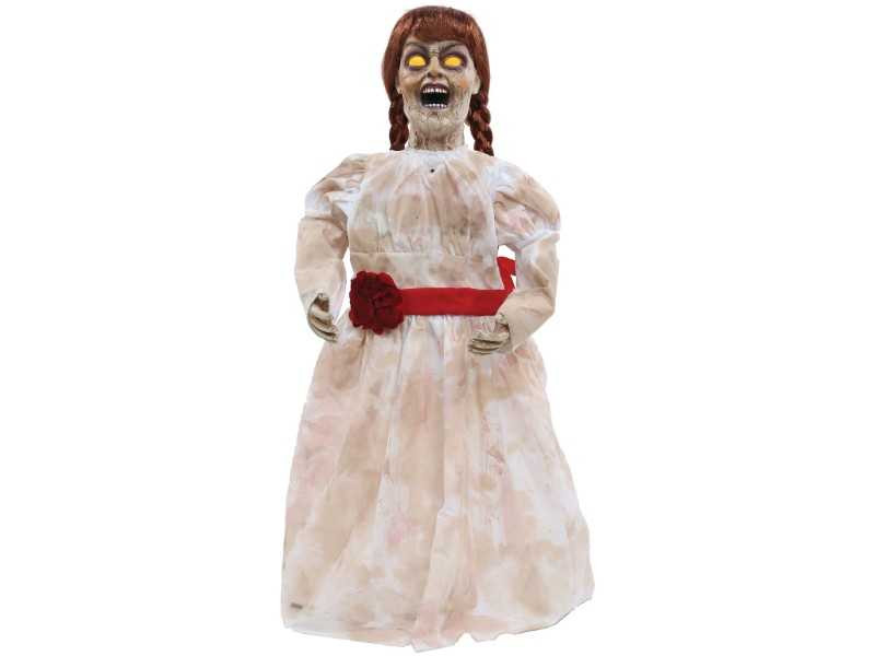 Grim Girl Doll – 32" Creepy Halloween Prop with Light-Up Eyes