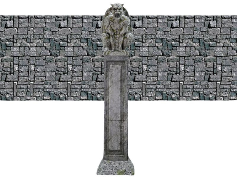 Gargoyle Pillar Prop 8ft & 30' Wall Backdrop | Halloween Scene Bundle