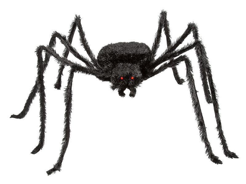 Furry Black Polyester Spider, 7 Ft. Creepy Halloween Decoration
