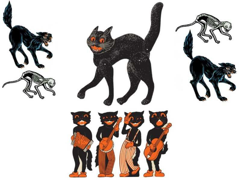 Vintage Halloween Jointed Cats and Scat Cat Band Collection