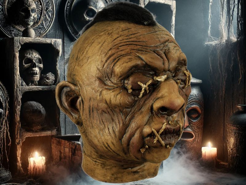 Realistic Shrunken Head Prop - Latex Voodoo Witch Doctor