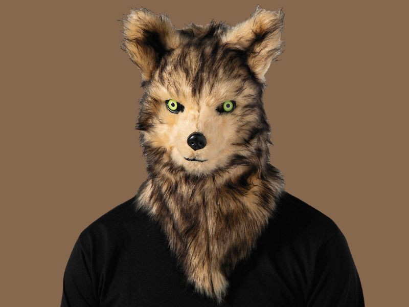 Adults Wolf Moving Mouth Overhead Mask - Realistic Howling Design