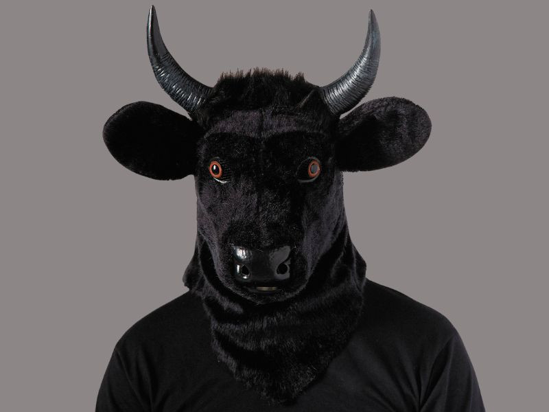 Adults Bull Moving Mouth Overhead Mask - Realistic Halloween Costume