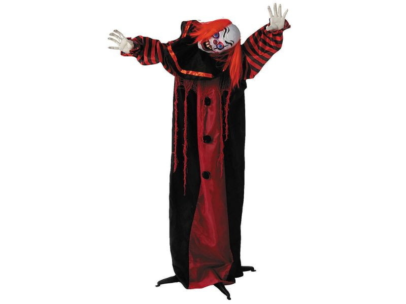 5 Ft Animated Clown – Black Red Halloween Prop