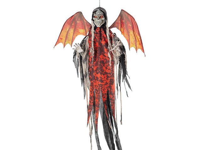5ft Hanging Light Up Skeleton Reaper With Wings | Halloween Decor