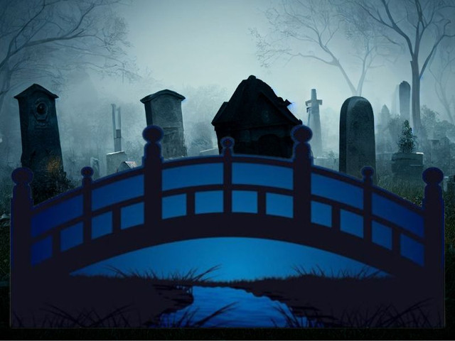 Scary Starry Night Bridge Stand-Up Photo Prop - Halloween Decor