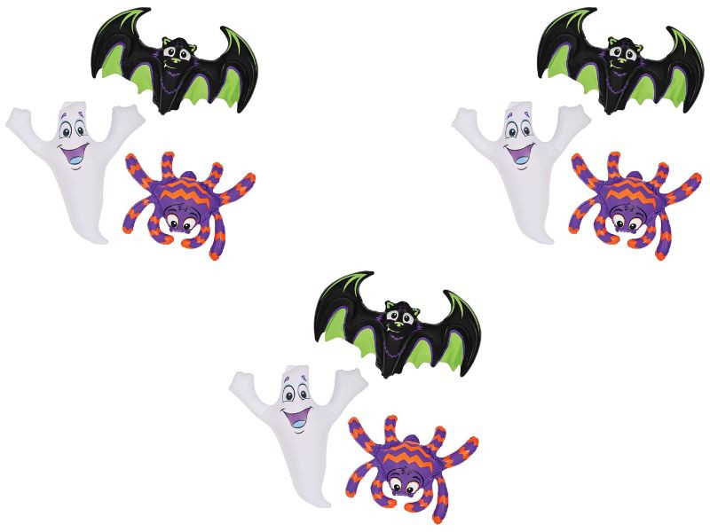 Inflatable Bat, Ghost & Spider | 3 Packs of 3 | House Of Hauntz