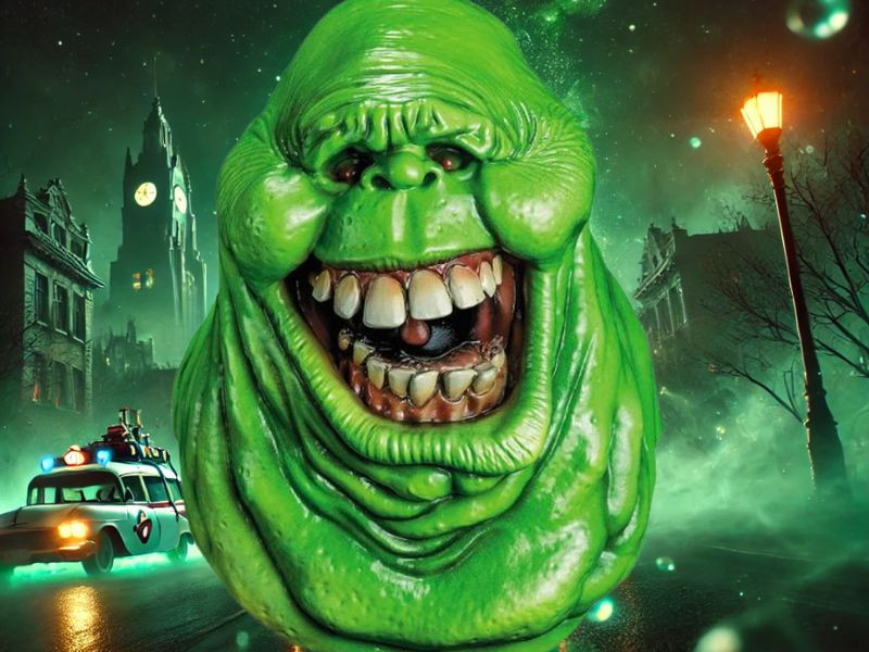 Ghostbusters Slimer Overhead Vinyl Mask | Glow-in-the-Dark