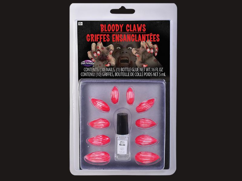 Animal Claws Bloody Claws Kit - Fake Halloween Claw Nails