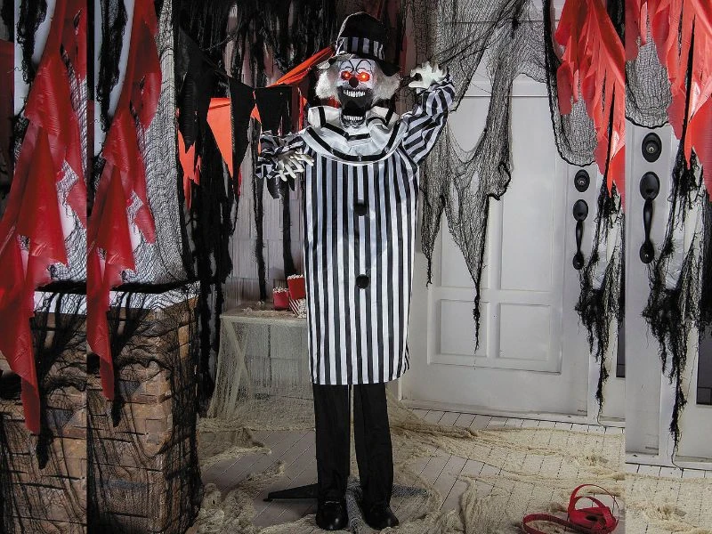 Pop-Up Jaw Clown Prop - Animated Standing Halloween Decor