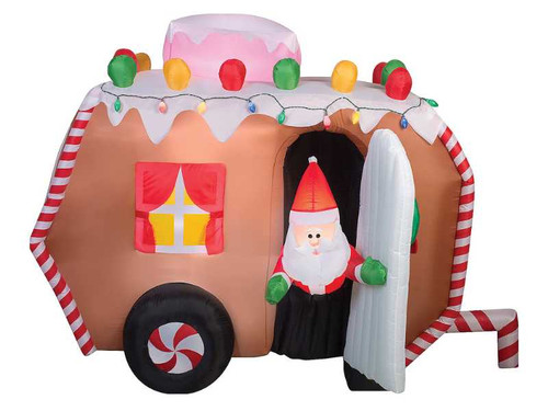 Animated Gingerbread Trailer With Santa | Christmas Blow Up