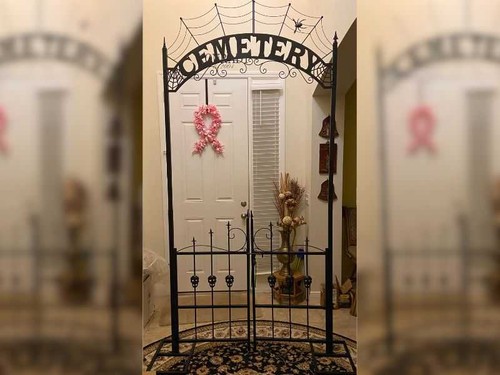 8.5Ft Cemetery Archway Gate Prop for Eerie Halloween Decor