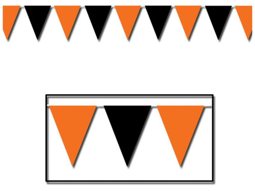 Orange & Black Pennant Banner | Pack Of 12
