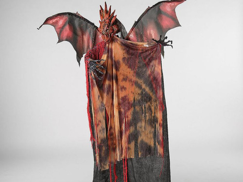 Standing Animated Black & Red Dragon Man | 6ft Tall