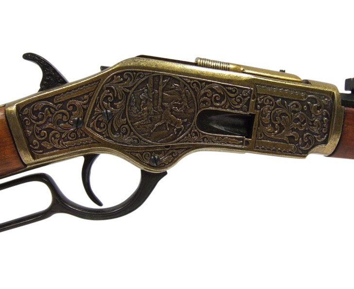 Winchester M1873 Engraved Lever Action Replica Rifle Gold ...