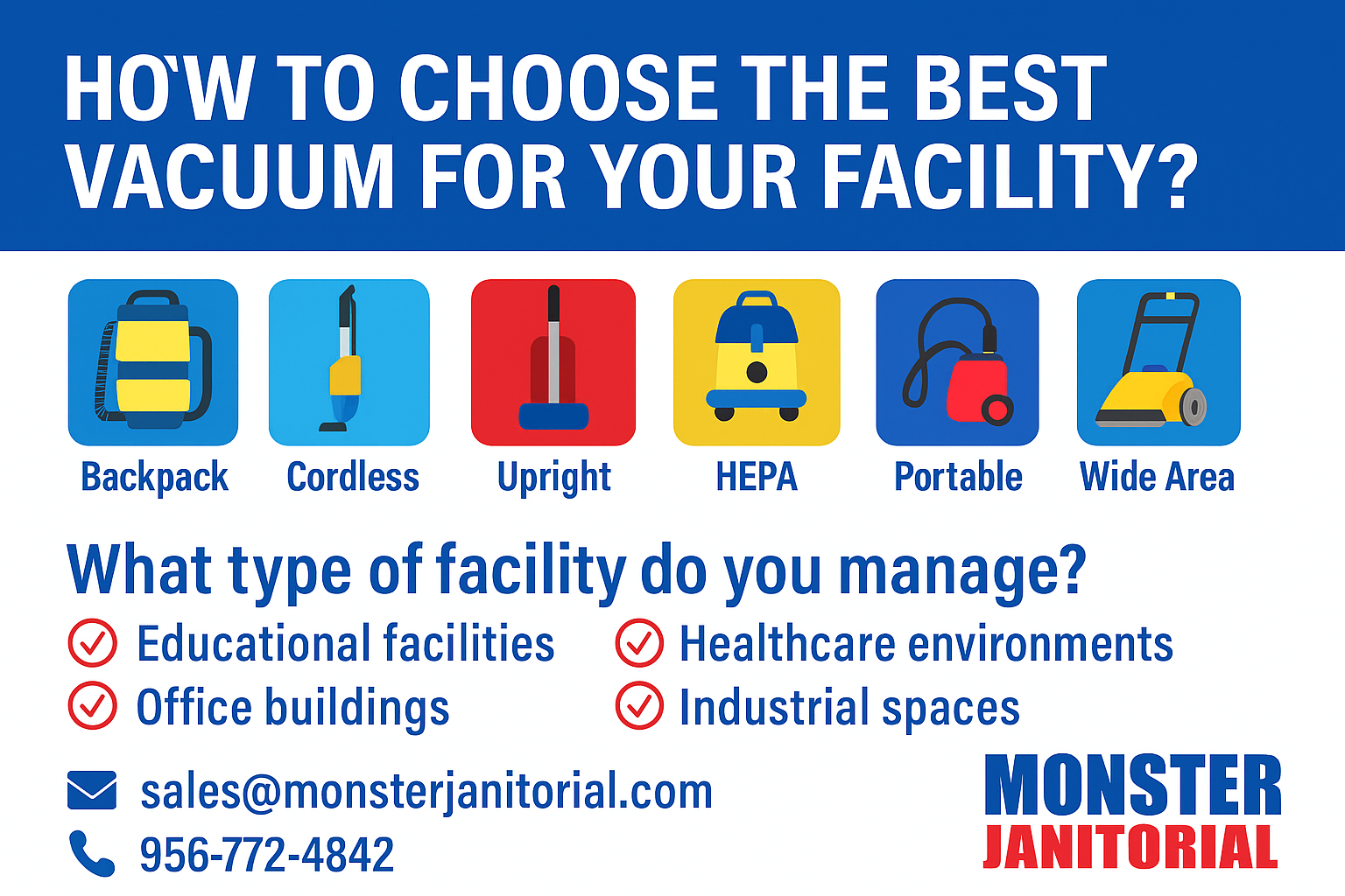 How to Choose the Right Commercial Vacuum for Your Facility - Monster ...