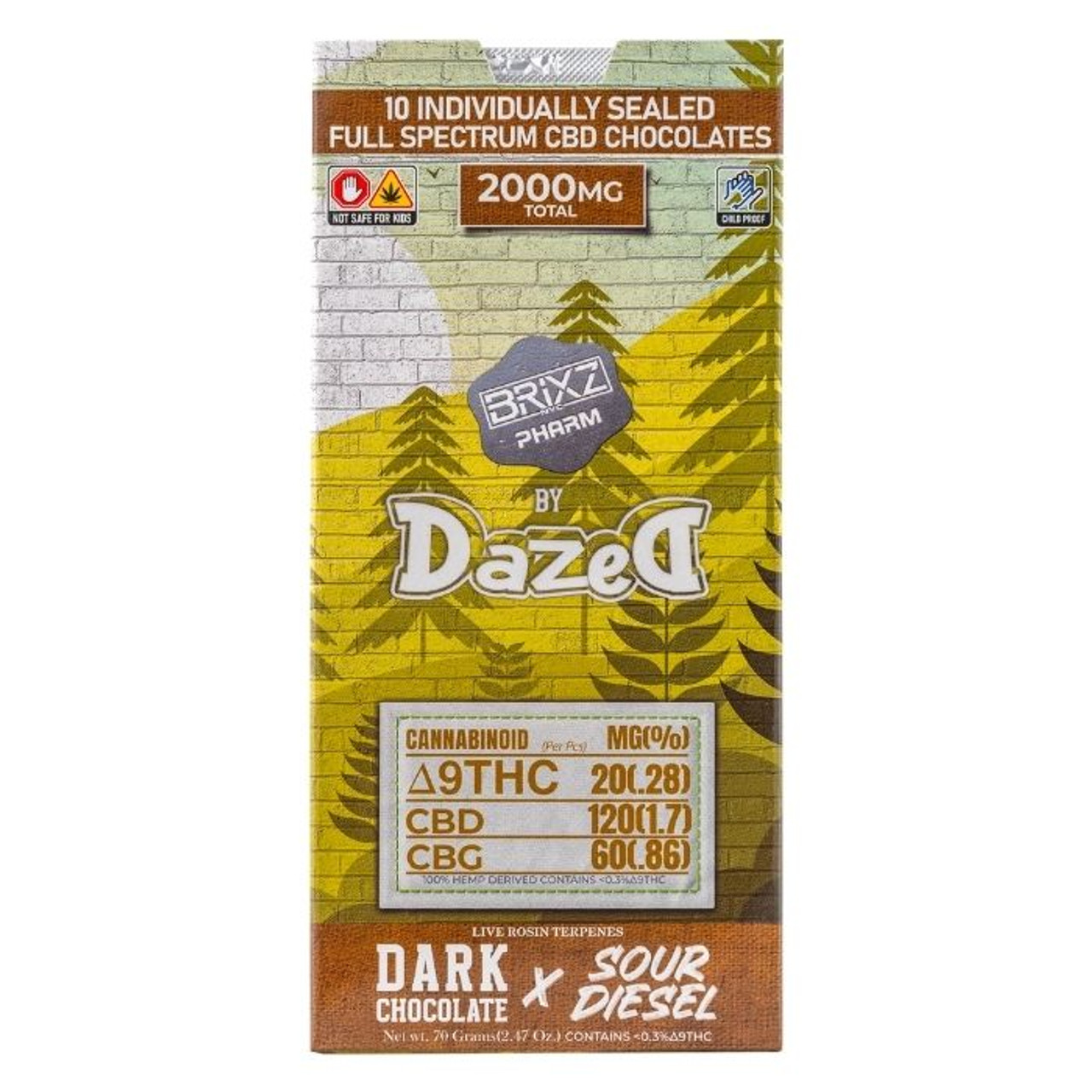 Dazed Brixz Pharm Delta 9 - CBG - CBD Chocolate | VapeRanger Wholesale Dazed Brixz Pharm Delta 9 - CBG - CBD Chocolate | VapeRanger Wholesale
