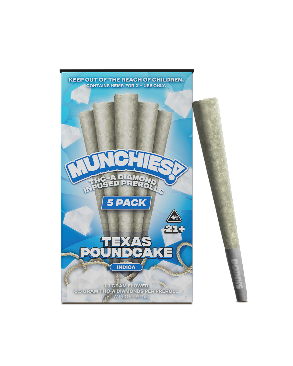 Delta Munchies THC-A Diamond Infused Pre Rolls 5G | Vaperanger Wholesale