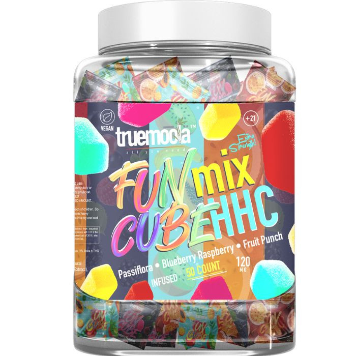 Truemoola Mini Fun Cube HHC Gummies Jar