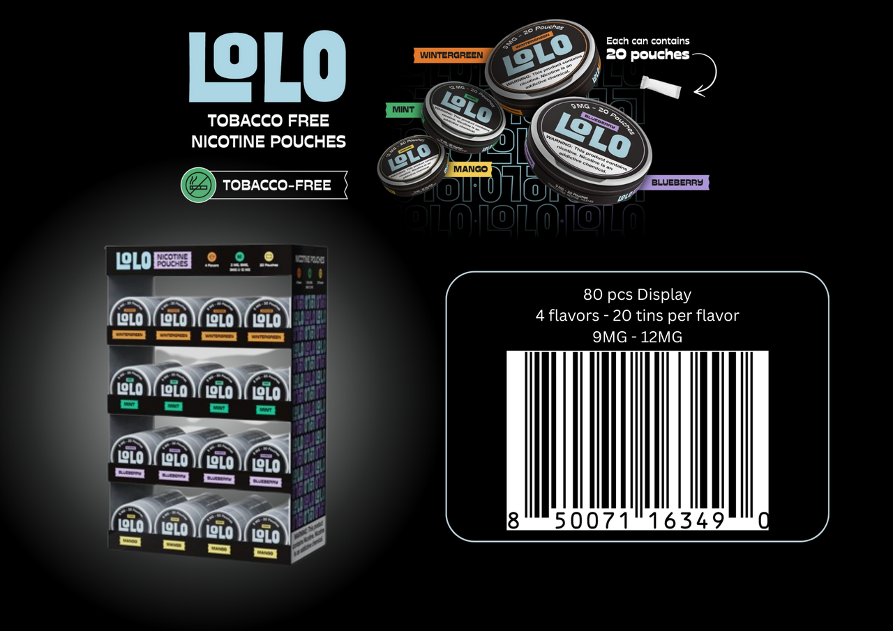 LoLo Nicotine Pouches Pre-Filled Display - 80 pcs | VapeRanger Wholesale
