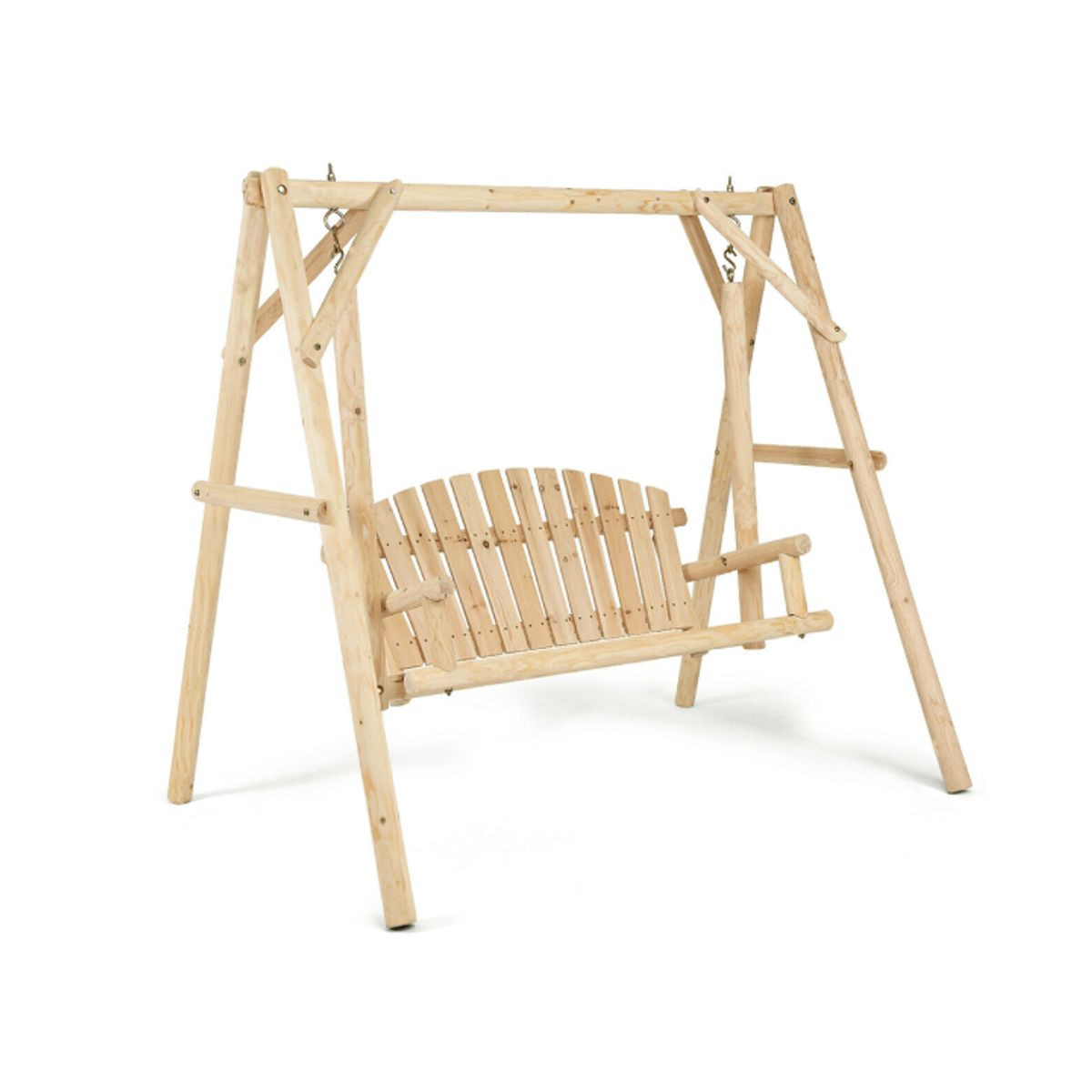 A-Frame Wooden Log Porch Swing - Pick Your Plum