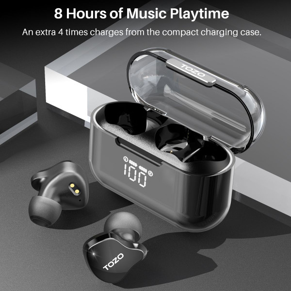 TOZO® T18 Crystal Buds Bluetooth Wireless Earbuds with Charging Case ...