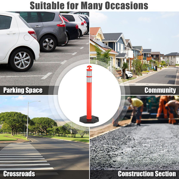 Costway 45'' Orange Traffic Pole with Rubber Base (6-Pack) - Pick Your Plum