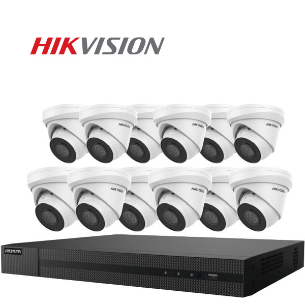 Hikvision 16-Channel 8MP NVR with 4TB HDD & 12x 4MP Security Cameras ...
