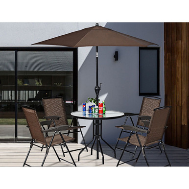 Outdoor 32-Inch Round Tempered Glass Top Patio Table - Pick Your Plum