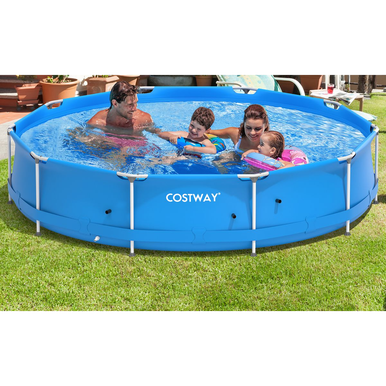 12-Foot Round Above-Ground Swimming Pool with Cover - Pick Your Plum