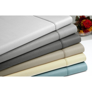 6-Piece Embossed Greek Key Meander Sheet Sets - Pick Your Plum