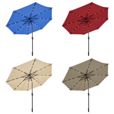 10-Foot Outdoor Patio Umbrella with Bright Solar LED Lights - Pick Your ...