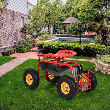 Rolling Garden Cart with Heavy Duty Tool Tray - Pick Your Plum